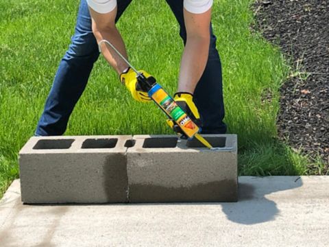Concrete block bench Sika Canada
